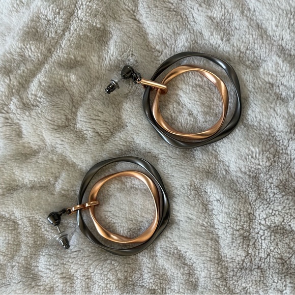 Jewelry | Copper And Gunmetal Gray Hoop Earrings | Poshmark